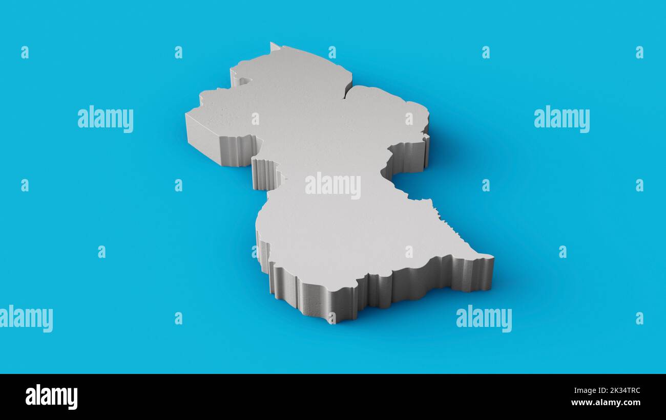 A 3D map of Guyana isolated on a blue background Stock Photo - Alamy