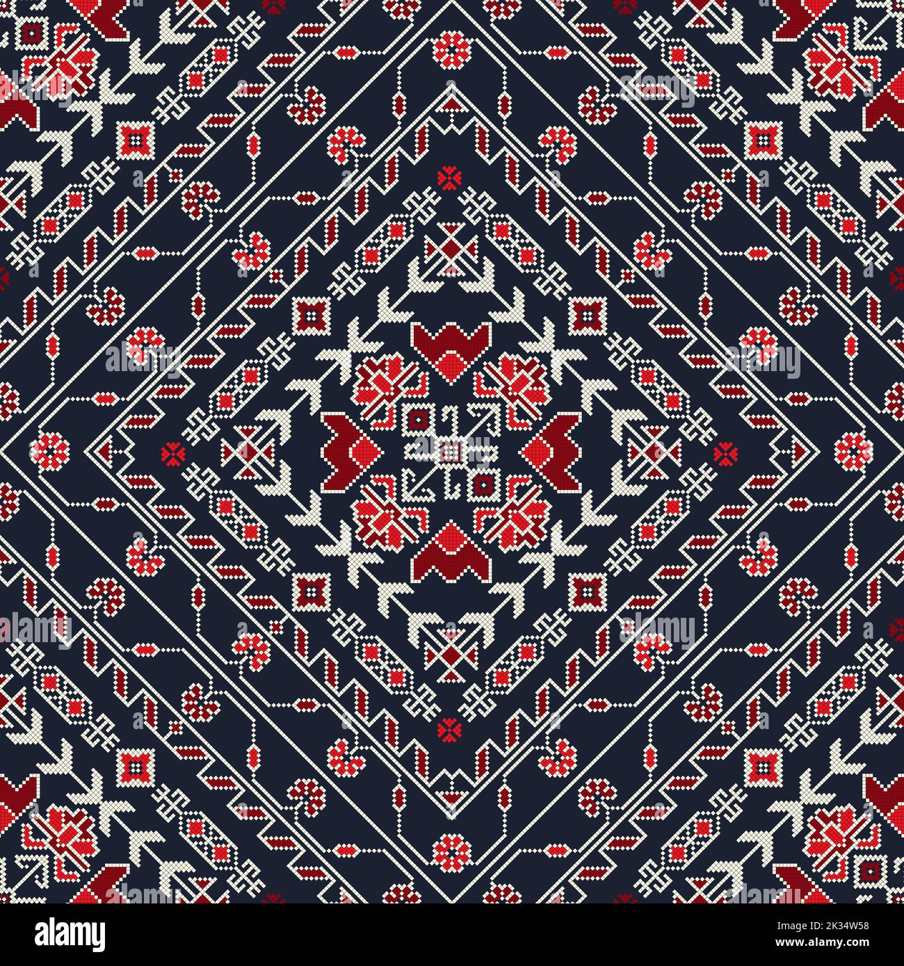 Traditional Georgian folk art embroidery vector pattern Stock Vector ...