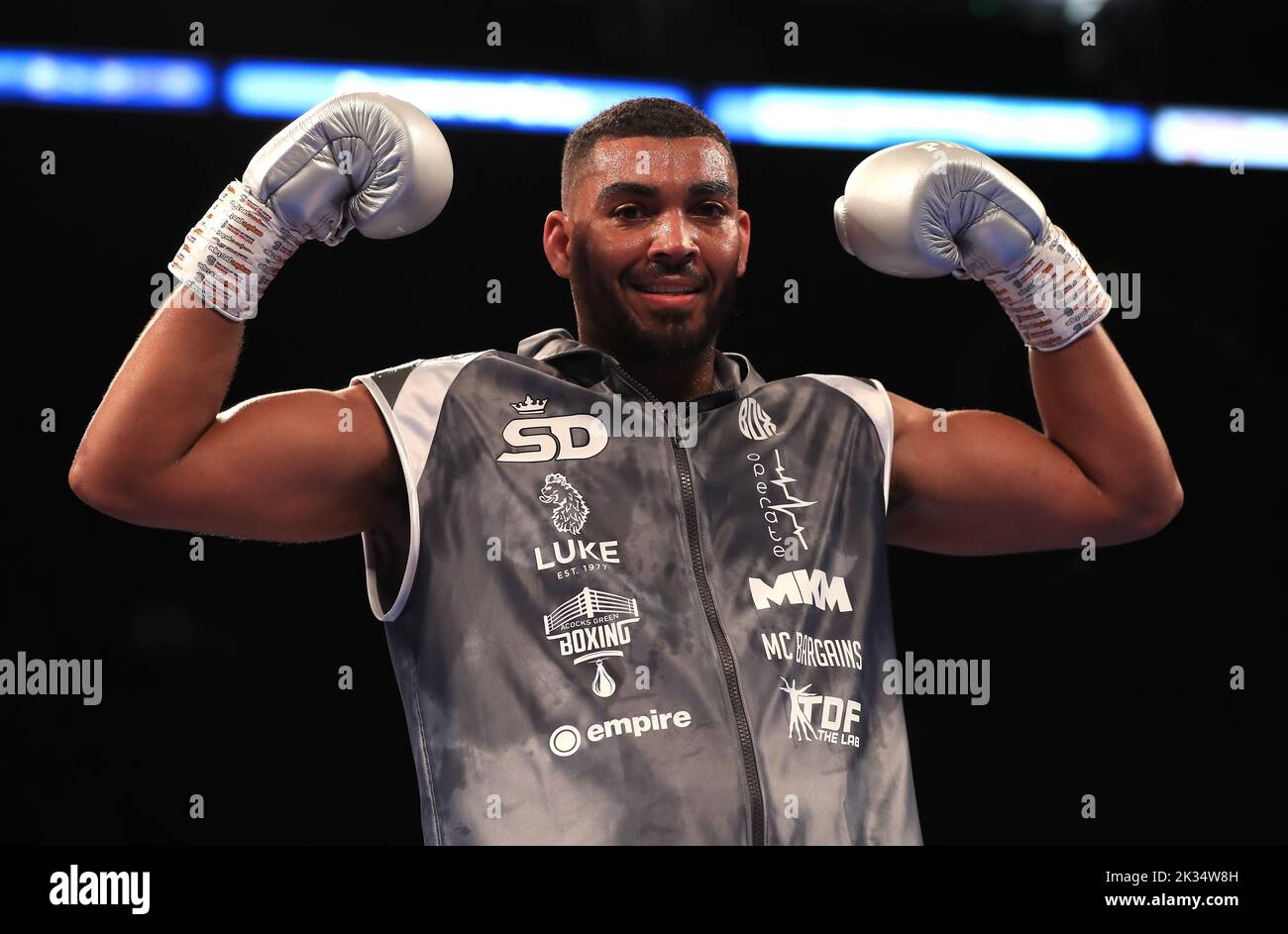 Solomon Dacres celebrates victory in the Heavyweight contest against ...