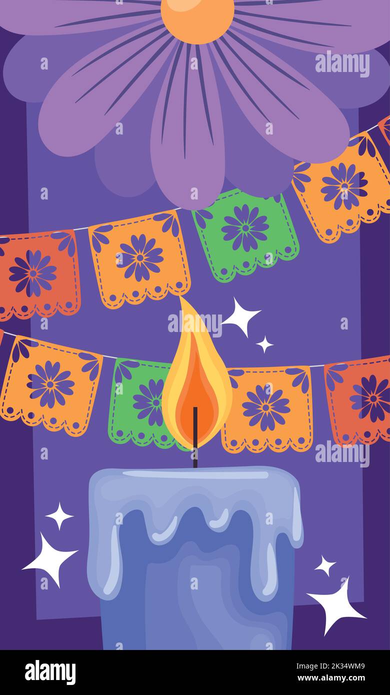 dia de los muertos garlands with candle Stock Vector Image & Art - Alamy