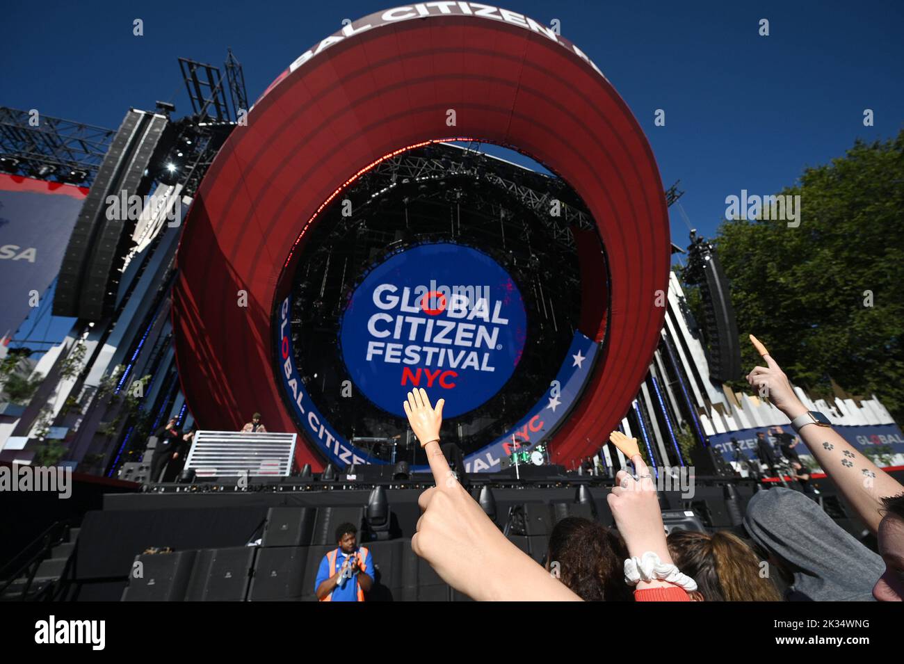 Stage view at the 2022 Global Citizen Festival on the Great Lawn of ...