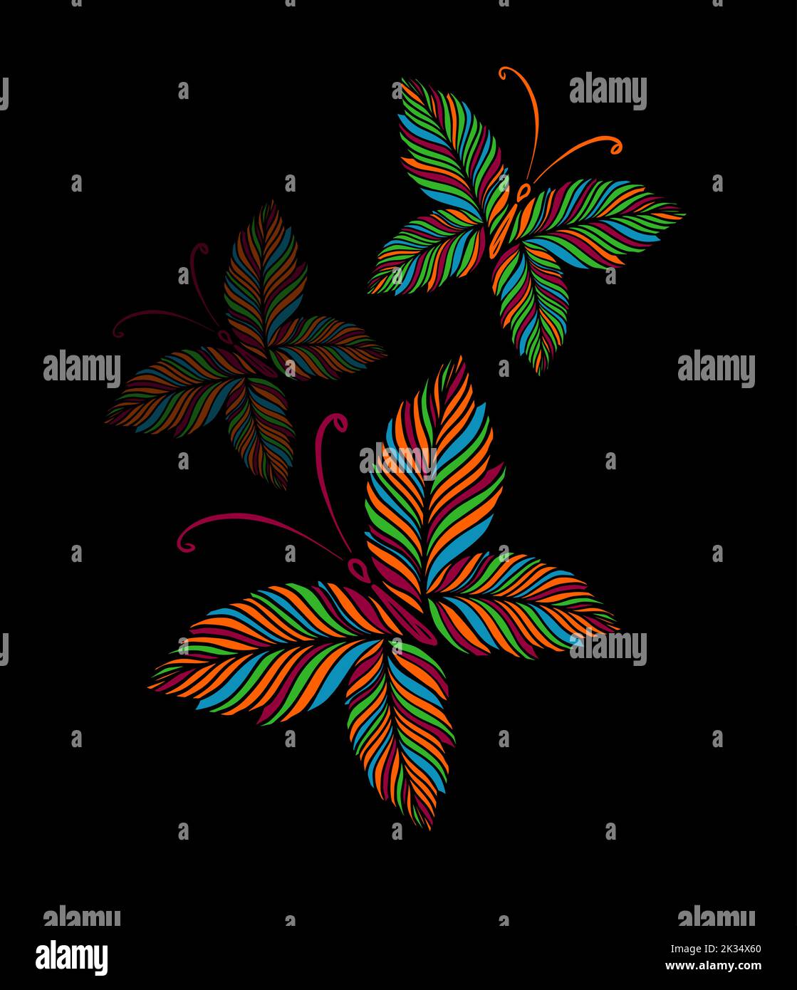 Butterfly from leaves. Autumn butterflies logo on a black background ...