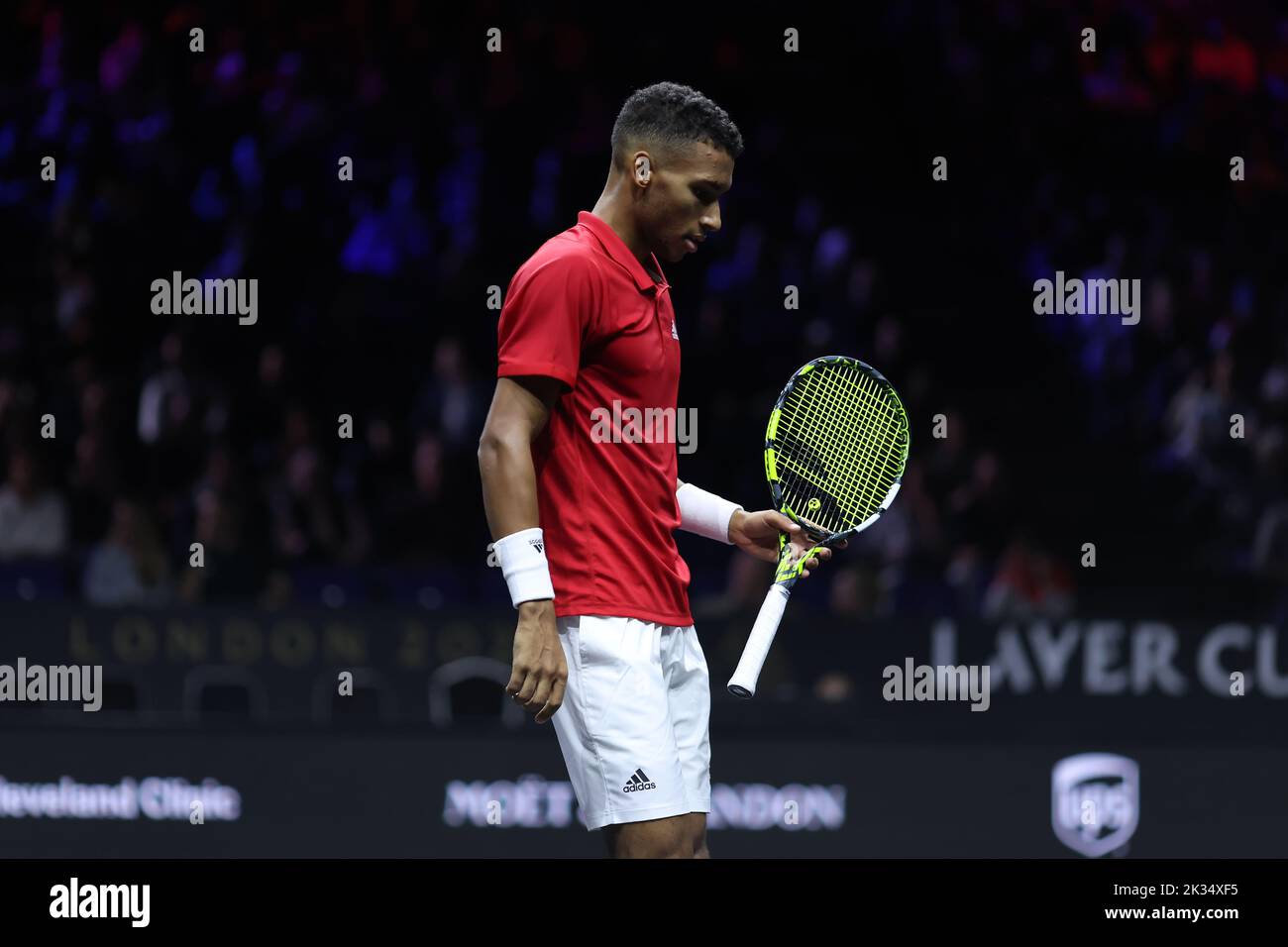 24th September 2022; O2, London England: Laver Cup international tennis tournament: A dejected ...