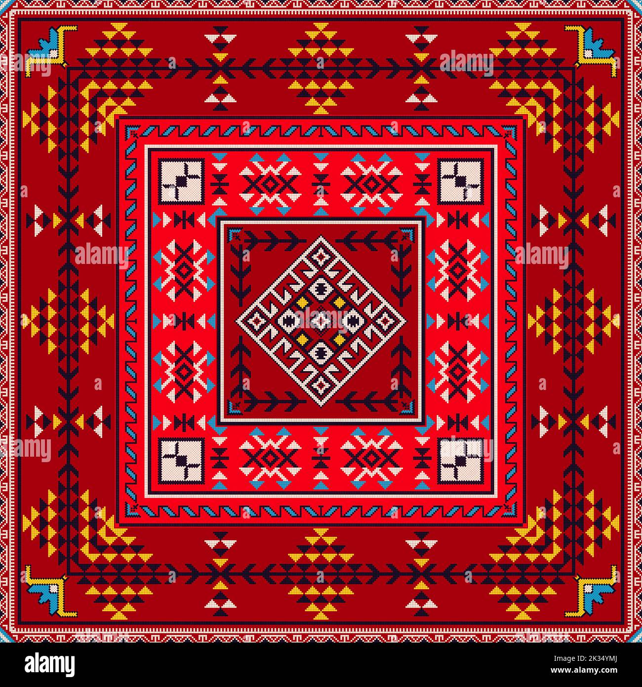 Traditional Georgian folk art embroidery vector pattern Stock Vector ...