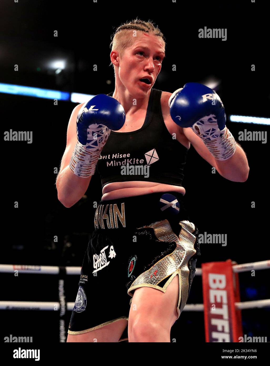 Hannah Rankin in action against Terri Harper (not pictured) in the WBA ...