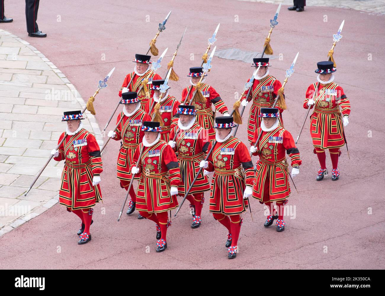 Windsor, England. UK. 19 September, 2022. Yeoman Warders attend as the ...