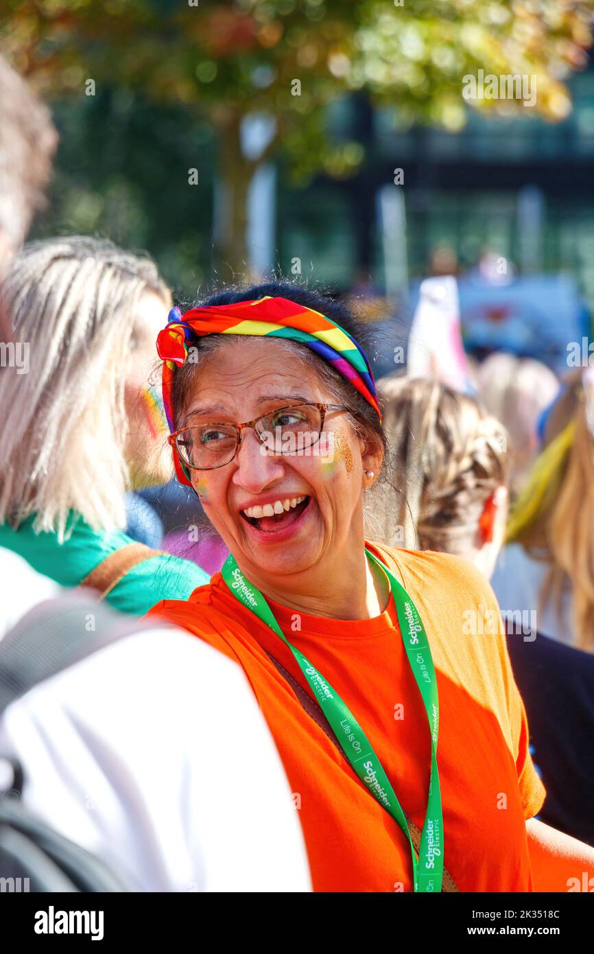 older asian woman laughing at Gay Pride parade protest 2022 in ...