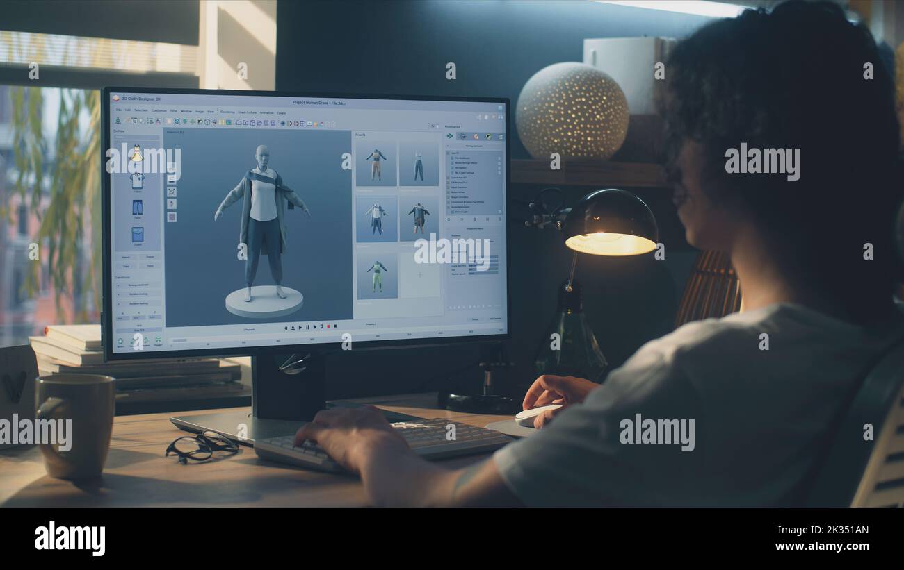 Male young 3D designer having remote work on 3D modeling and designing ...