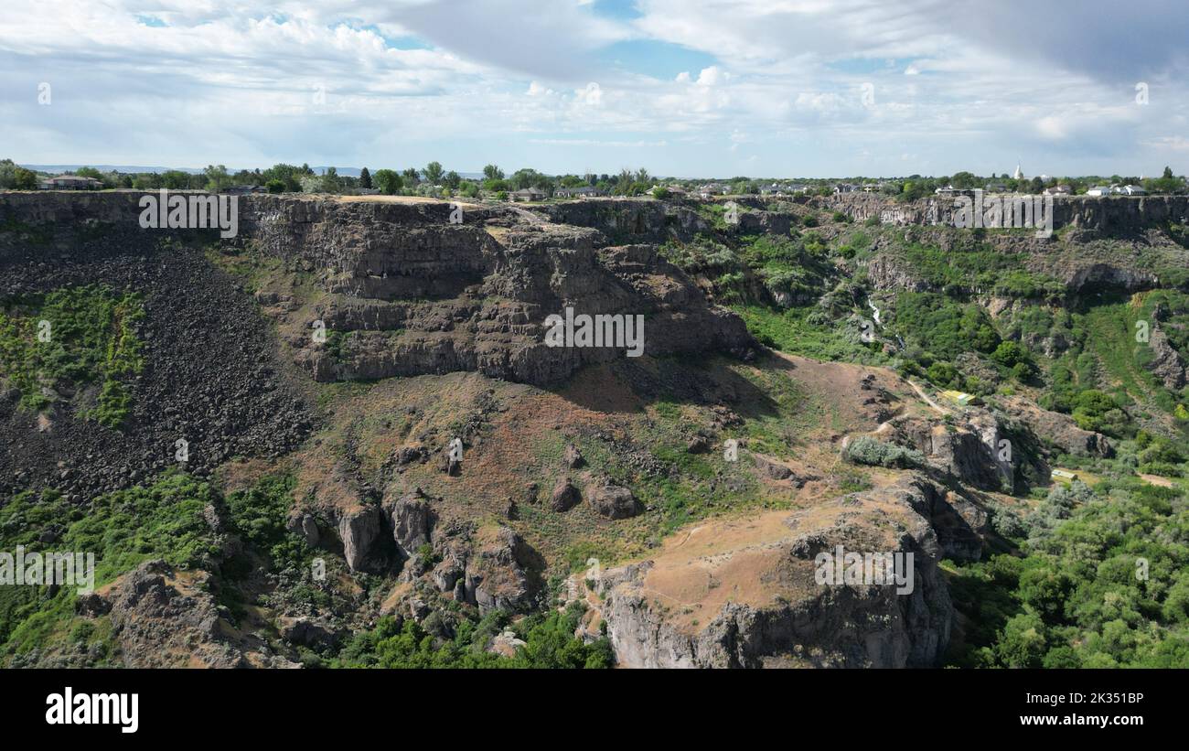 A beautiful view of an erosive geological formation with greenery Stock ...