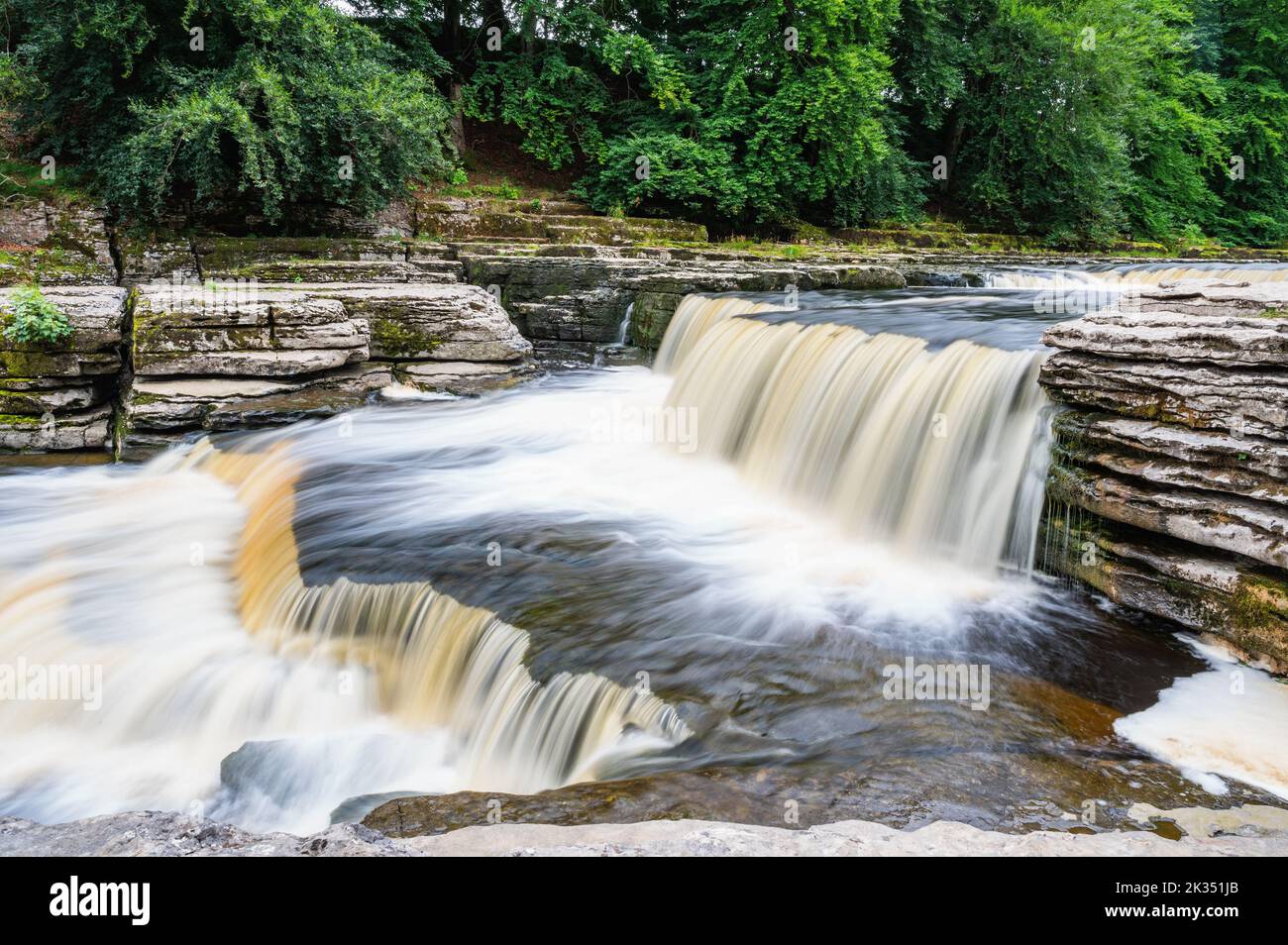 Aysgarth Falls are a three levels one mile stretch waterfalls in ...