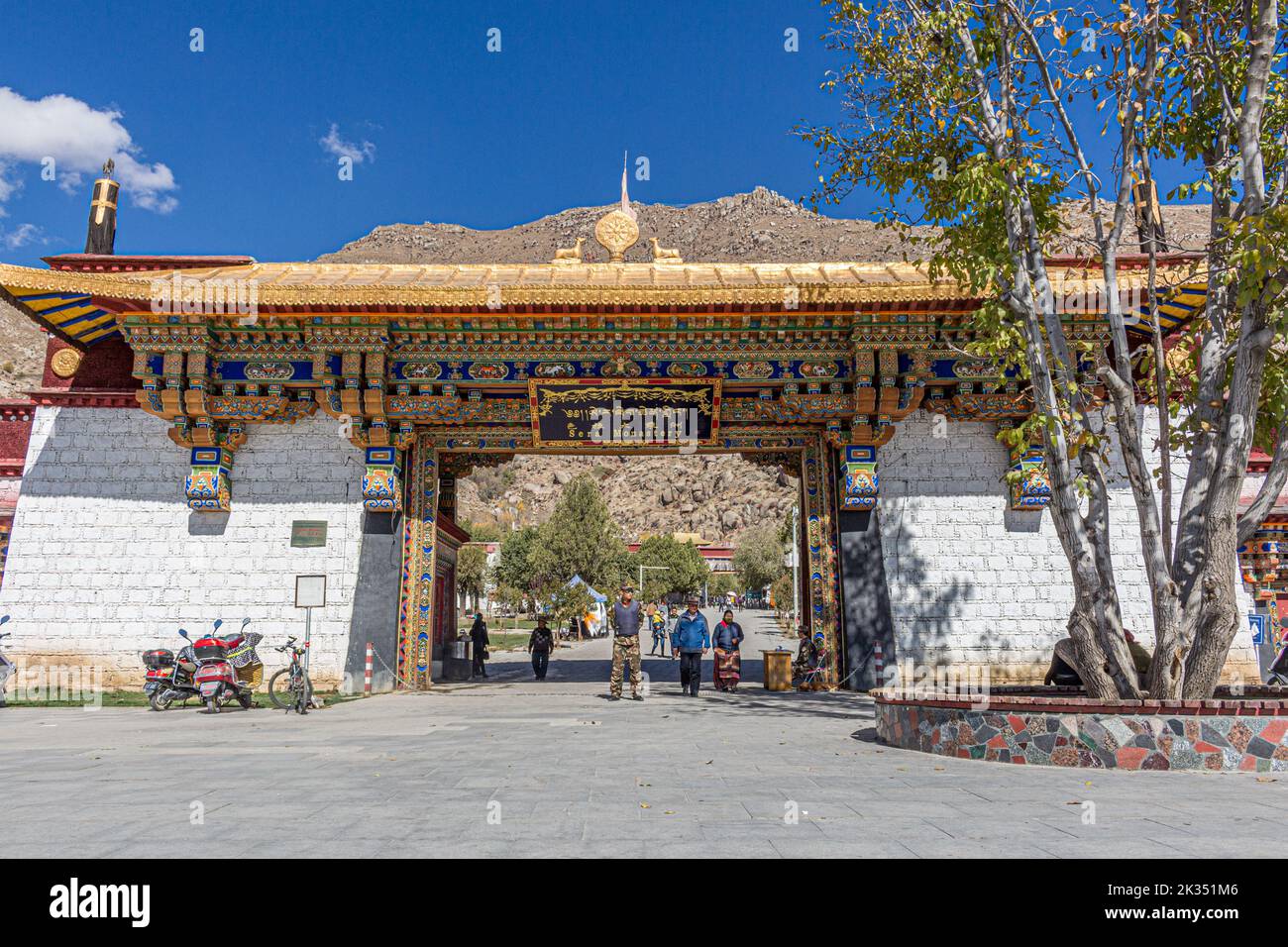 The entrance gate to the Sera Monastery Lhasa Tibet China and home to ...