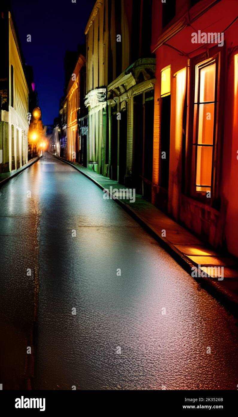 A vertical night view of a street Stock Photo - Alamy