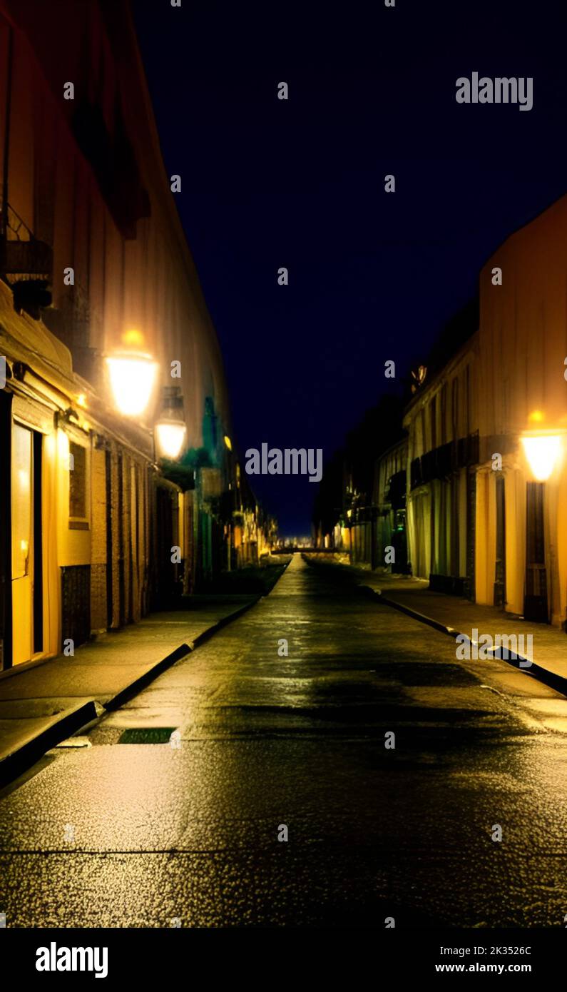 A vertical night view of a street Stock Photo - Alamy