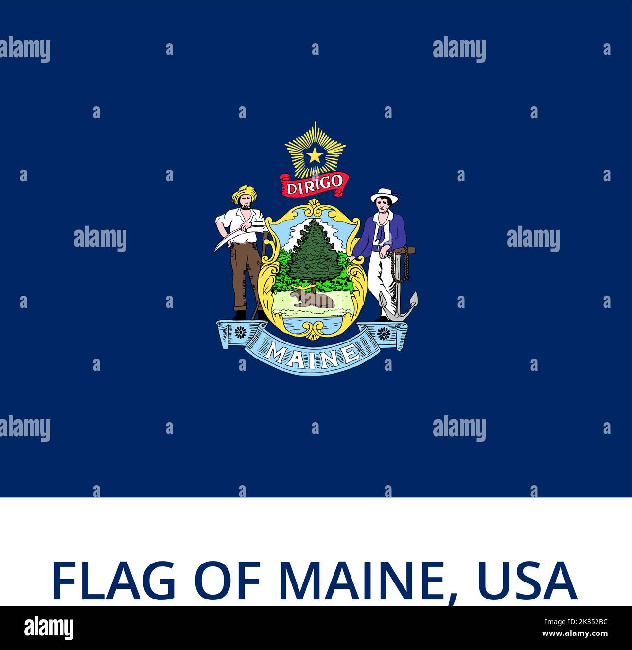 Vector Flag of Maine,United States of America in Original Colors Stock ...