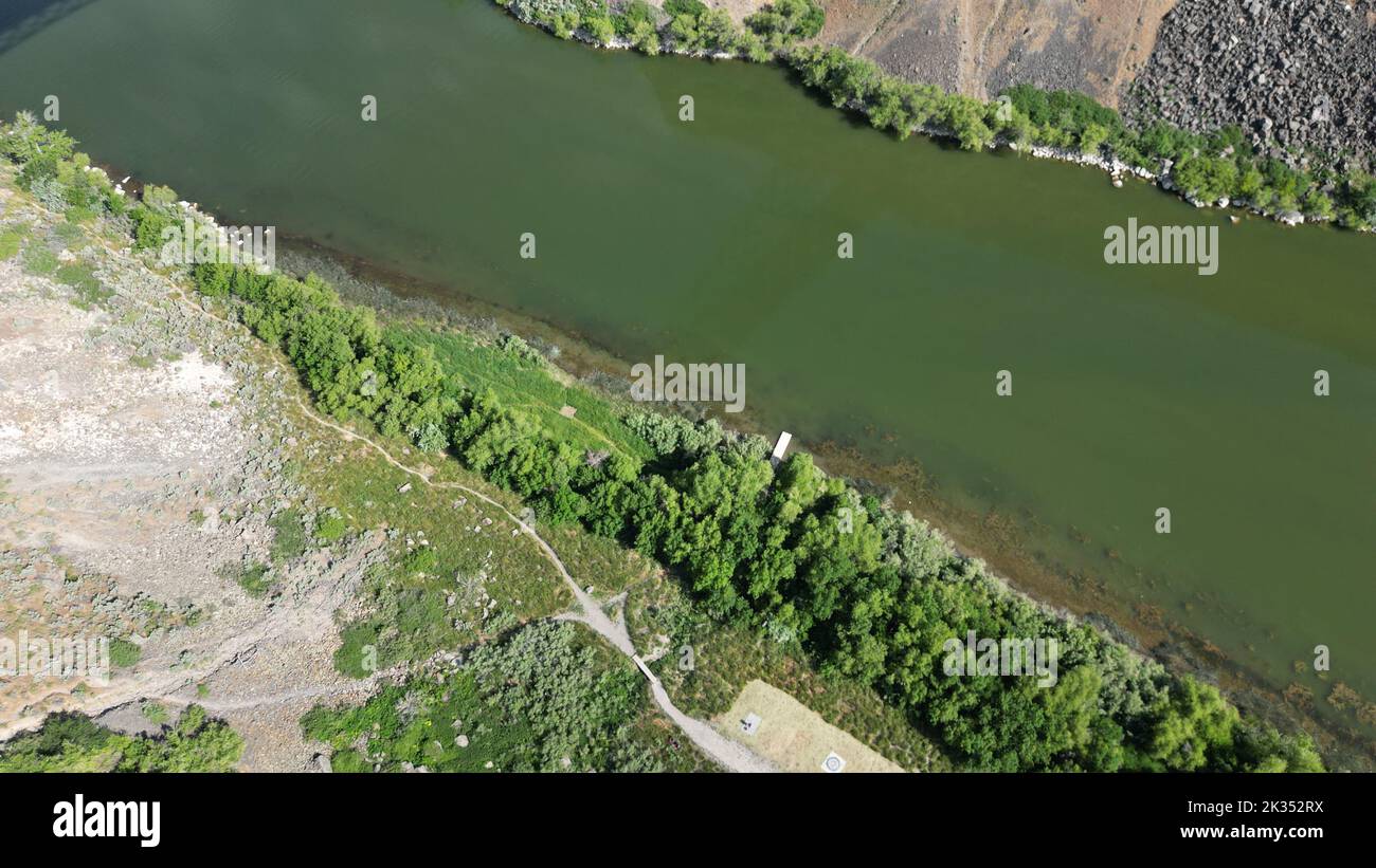 an aerial shot over a river Stock Photo - Alamy