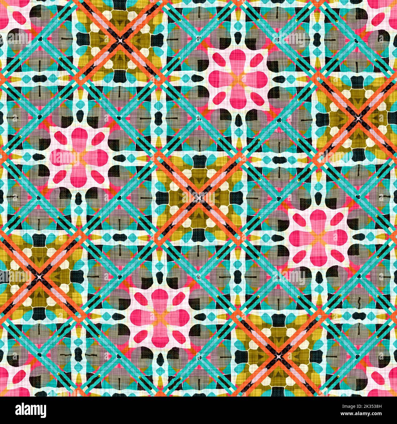 Kitsch pattern geometric retro design in seamless background. Trendy ...
