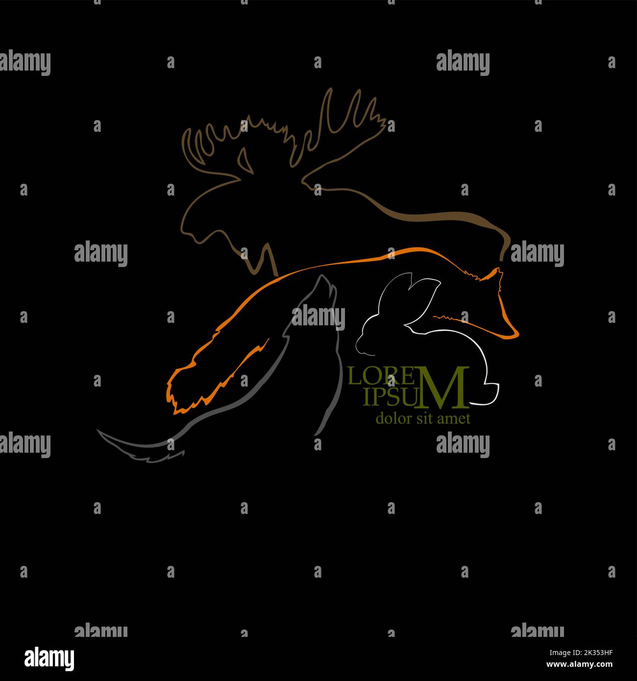 Forest animal logo silhouettes. Vector illustration Stock Vector Image ...