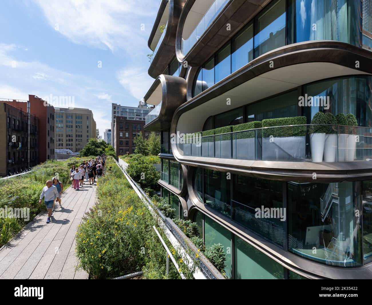 People on the High Line in Chelsea neighborhood of Manhattan Stock ...
