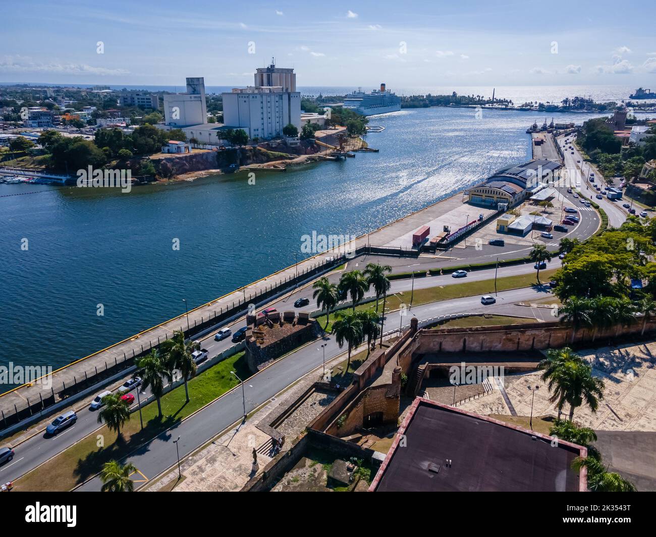 Beautiful aerial view of the City of San Domingo, its buildings and ...