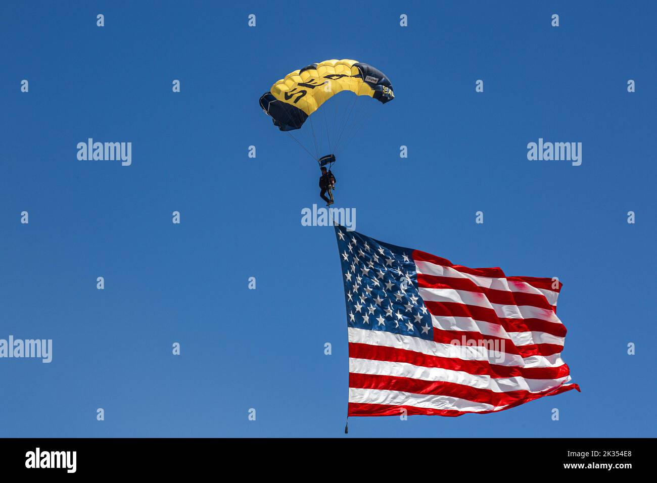 The U.S. Navy Parachute Team, nicknamed the Leap Frogs, conducts an ...