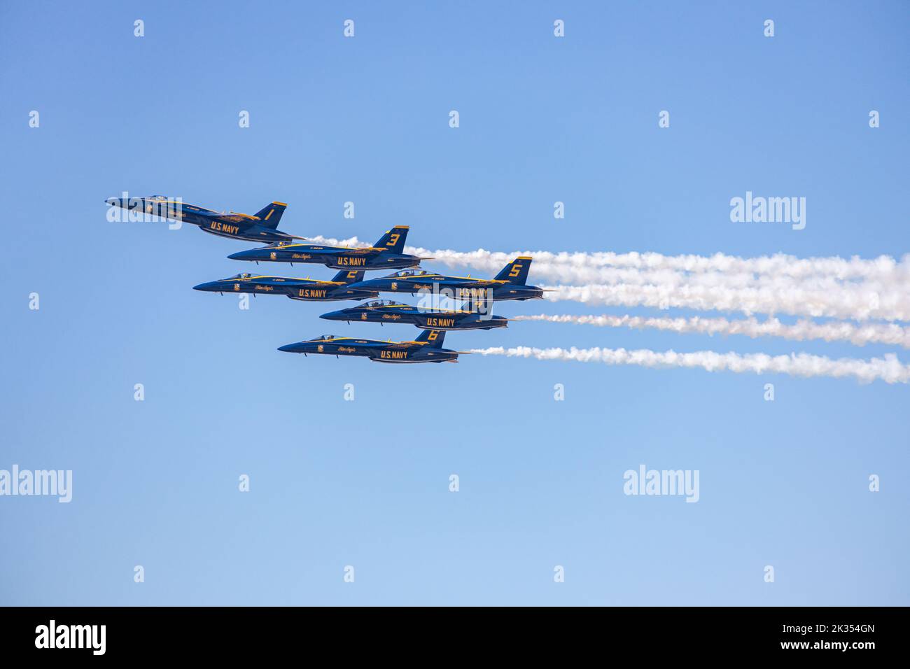 The U.S. Navy Blue Angels perform aerial maneuvers during the 2022 ...