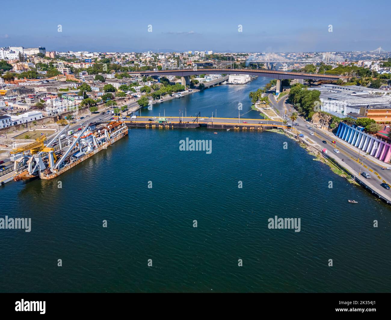 Beautiful aerial view of the City of San Domingo, its buildings and ...