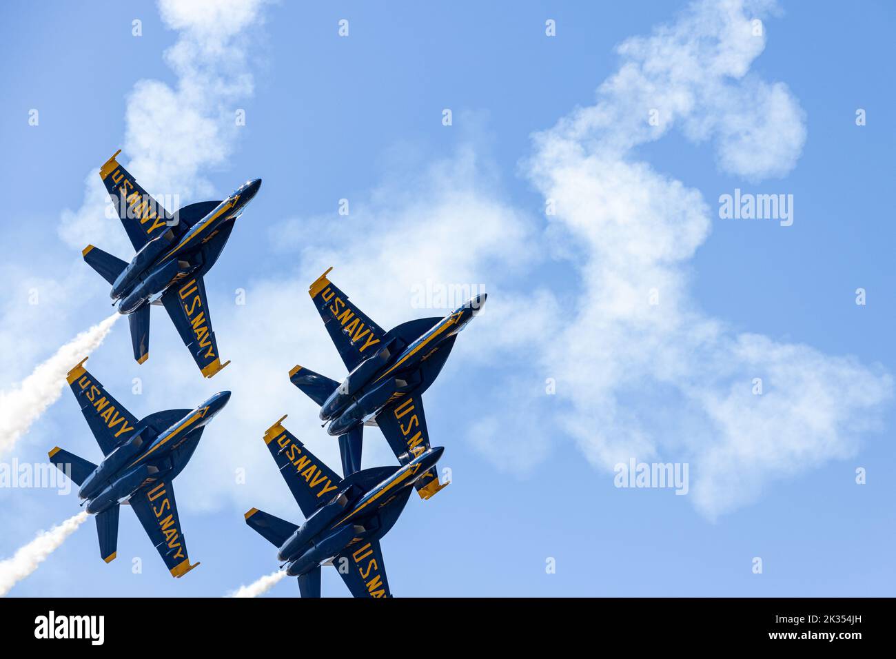 The U.S. Navy Blue Angels perform aerial maneuvers during the 2022 ...