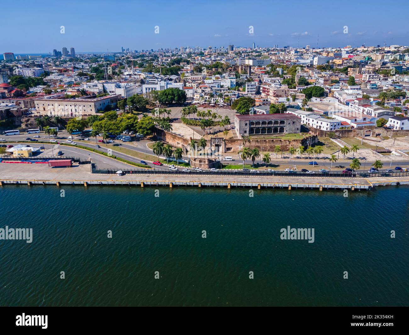 Beautiful aerial view of the City of San Domingo, its buildings and ...