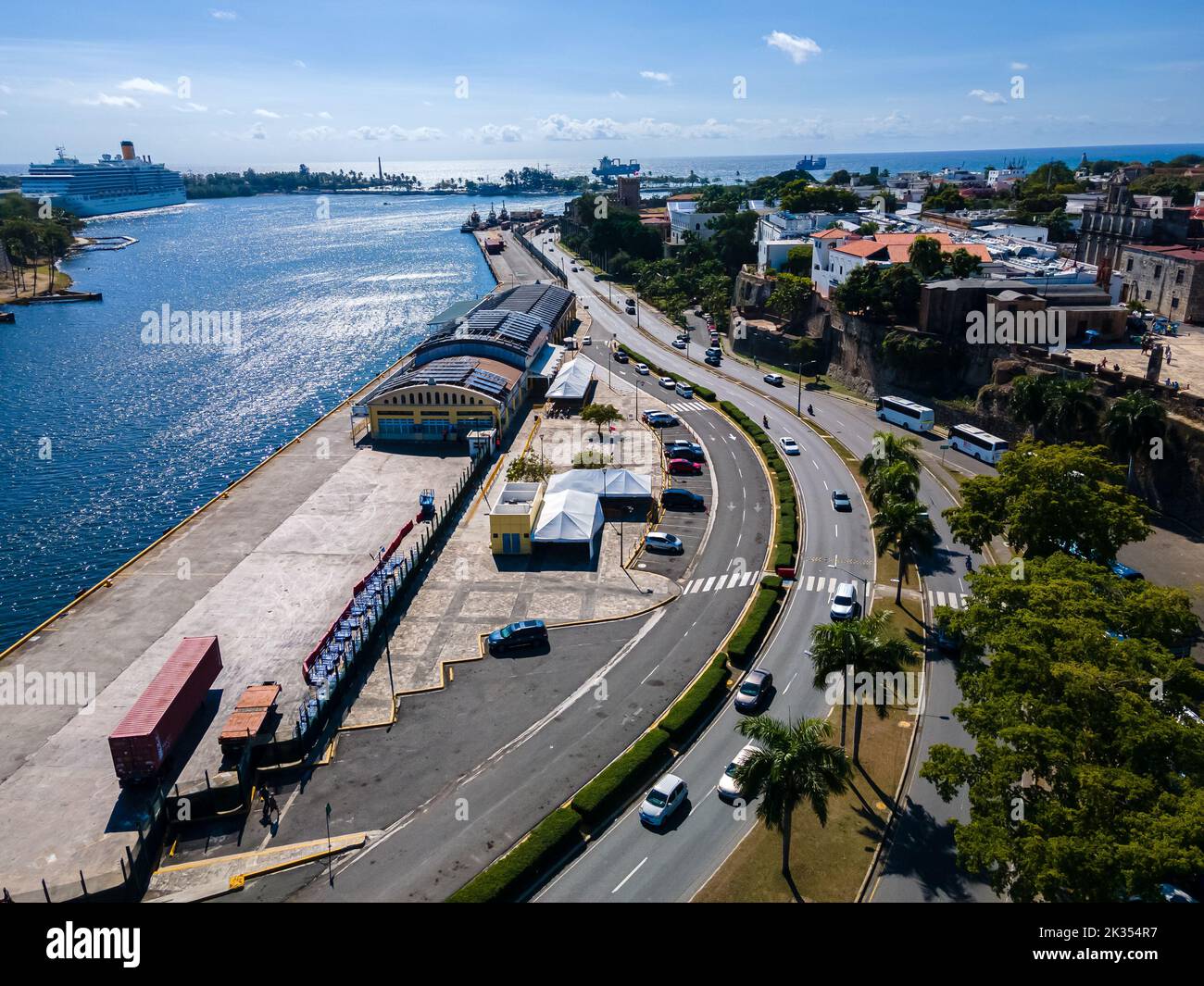 Beautiful aerial view of the City of San Domingo, its buildings and ...