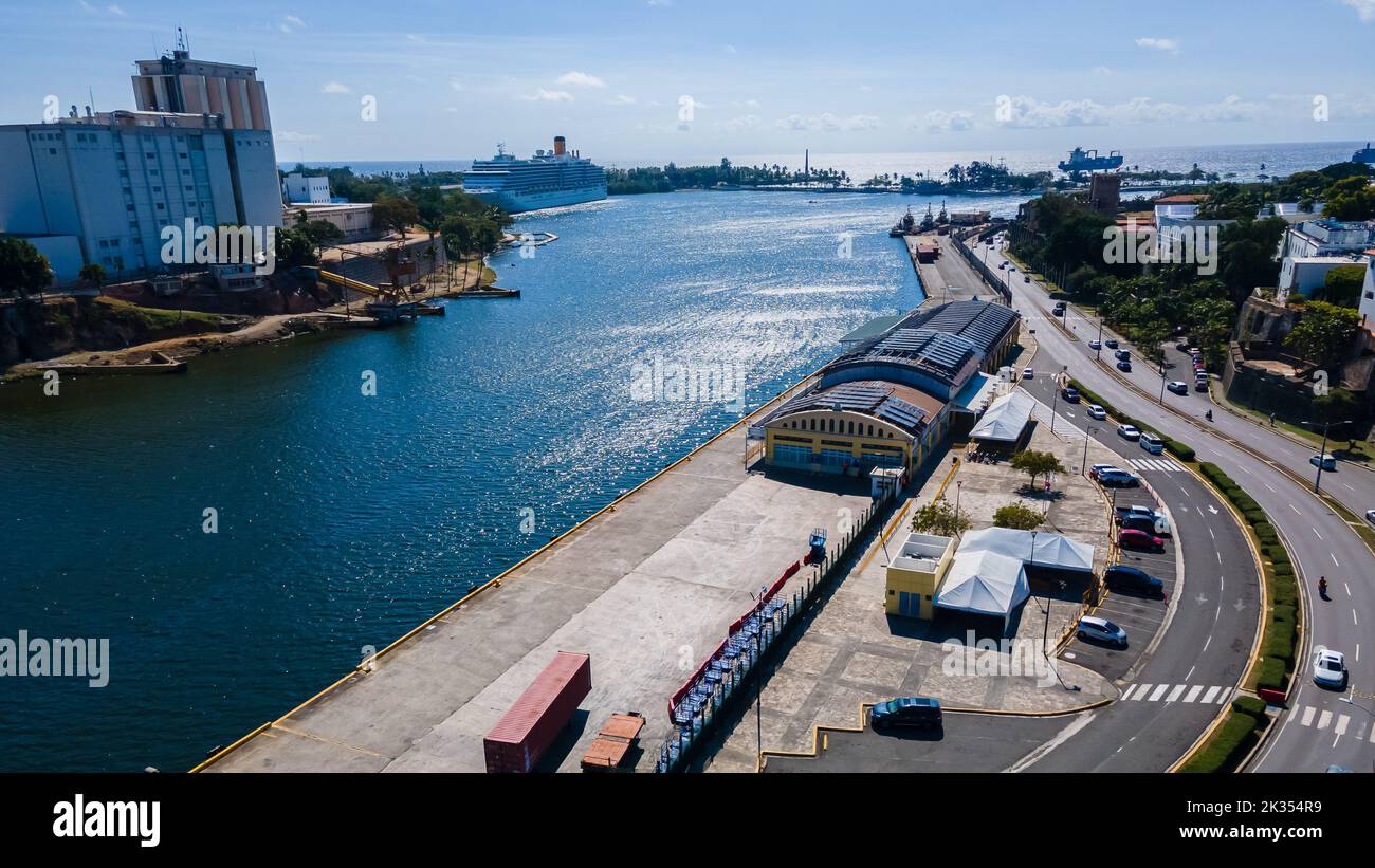 Beautiful aerial view of the City of San Domingo, its buildings and ...