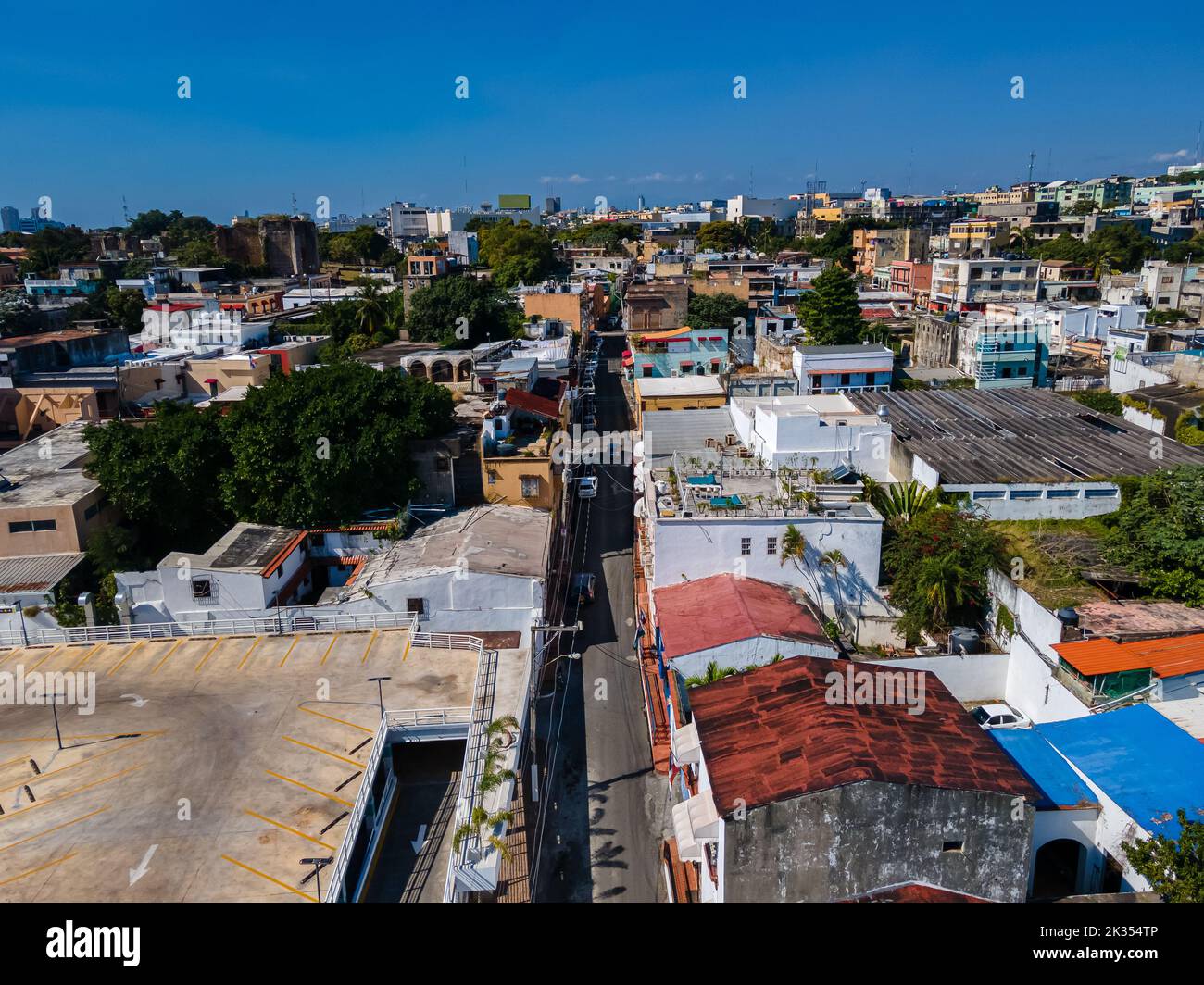 Beautiful aerial view of the City of San Domingo, its buildings and ...