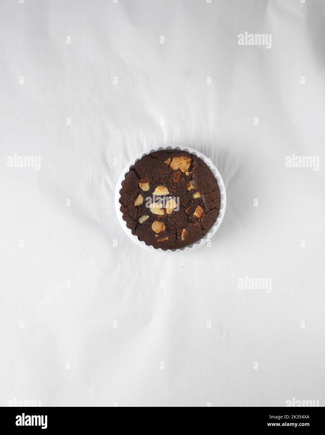 Top view of triple chocolate chip cookie, flat lay of dark chocolate ...