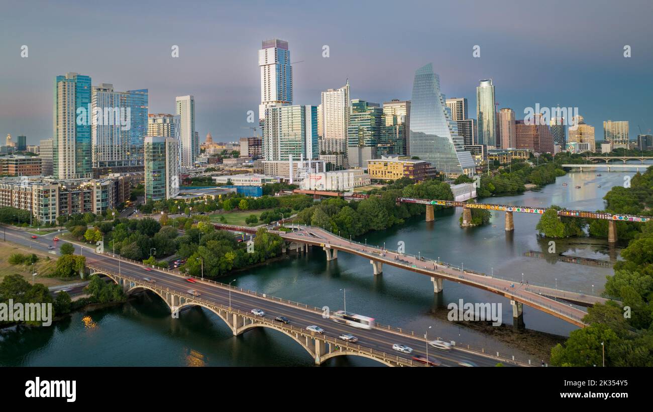 The Downtown Austin Skyline at sunset Stock Photo - Alamy