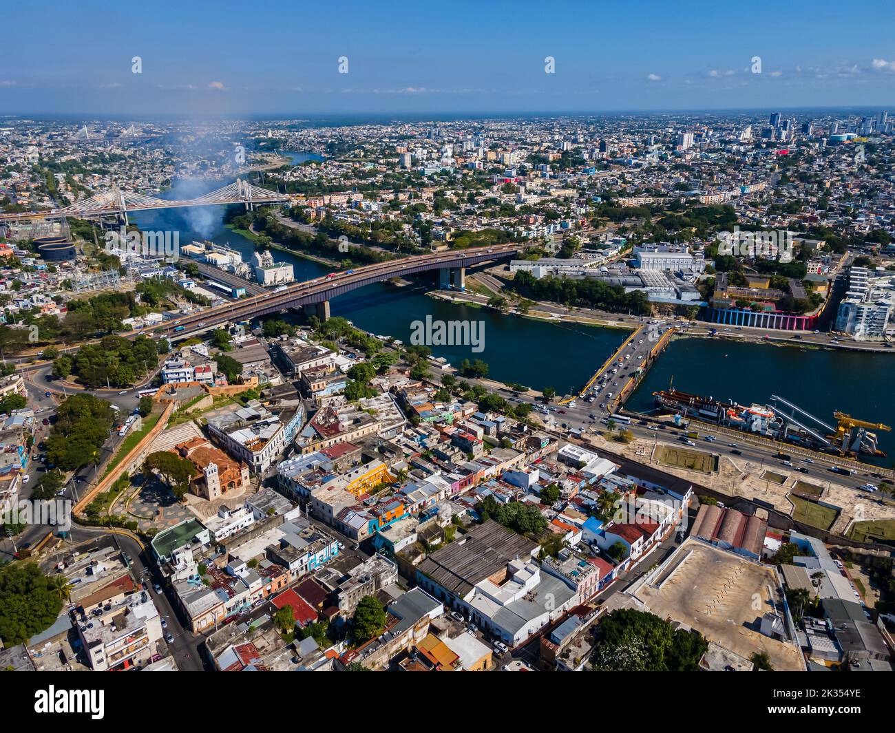Beautiful aerial view of the City of San Domingo, its buildings and ...