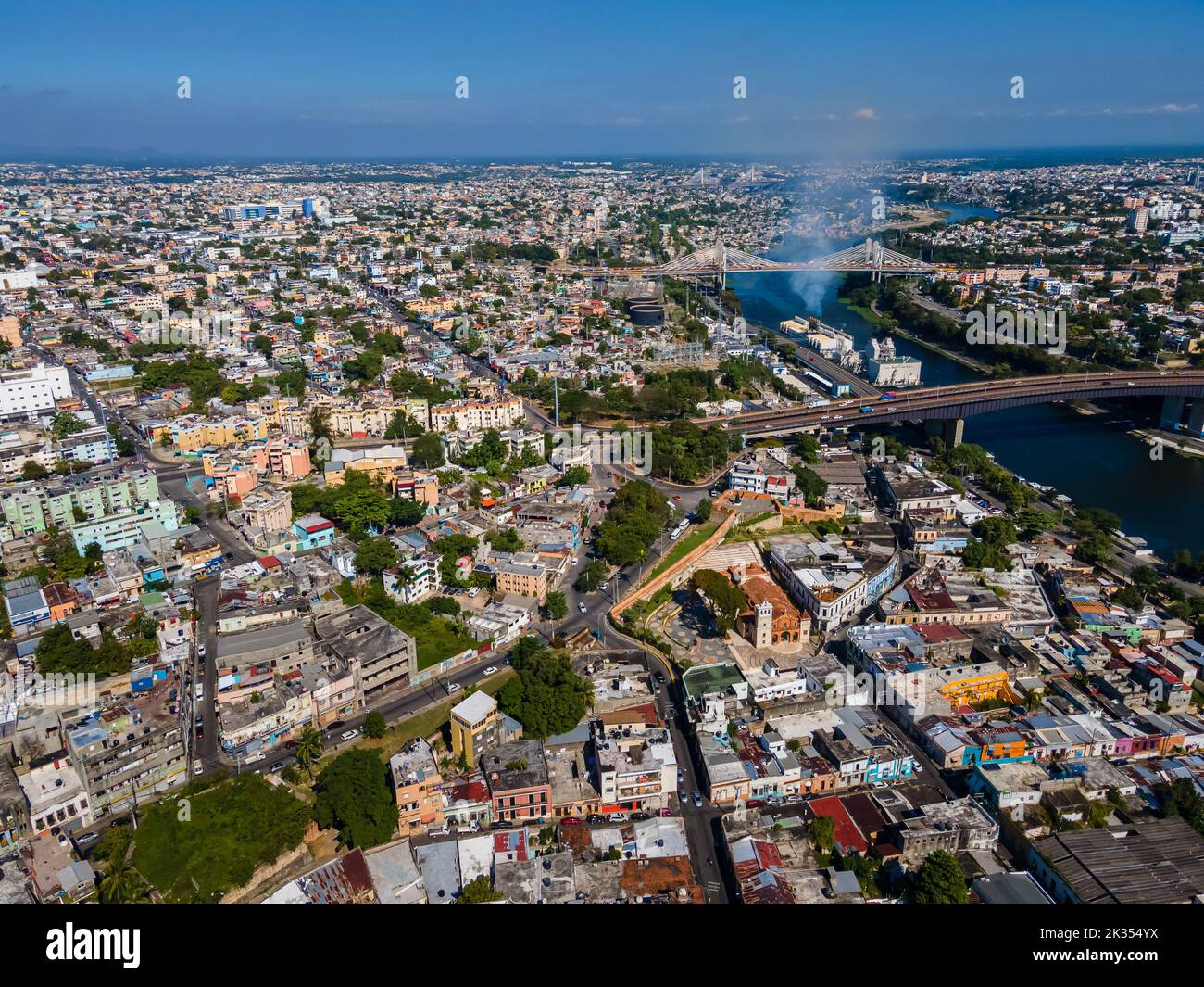 Beautiful aerial view of the City of San Domingo, its buildings and ...