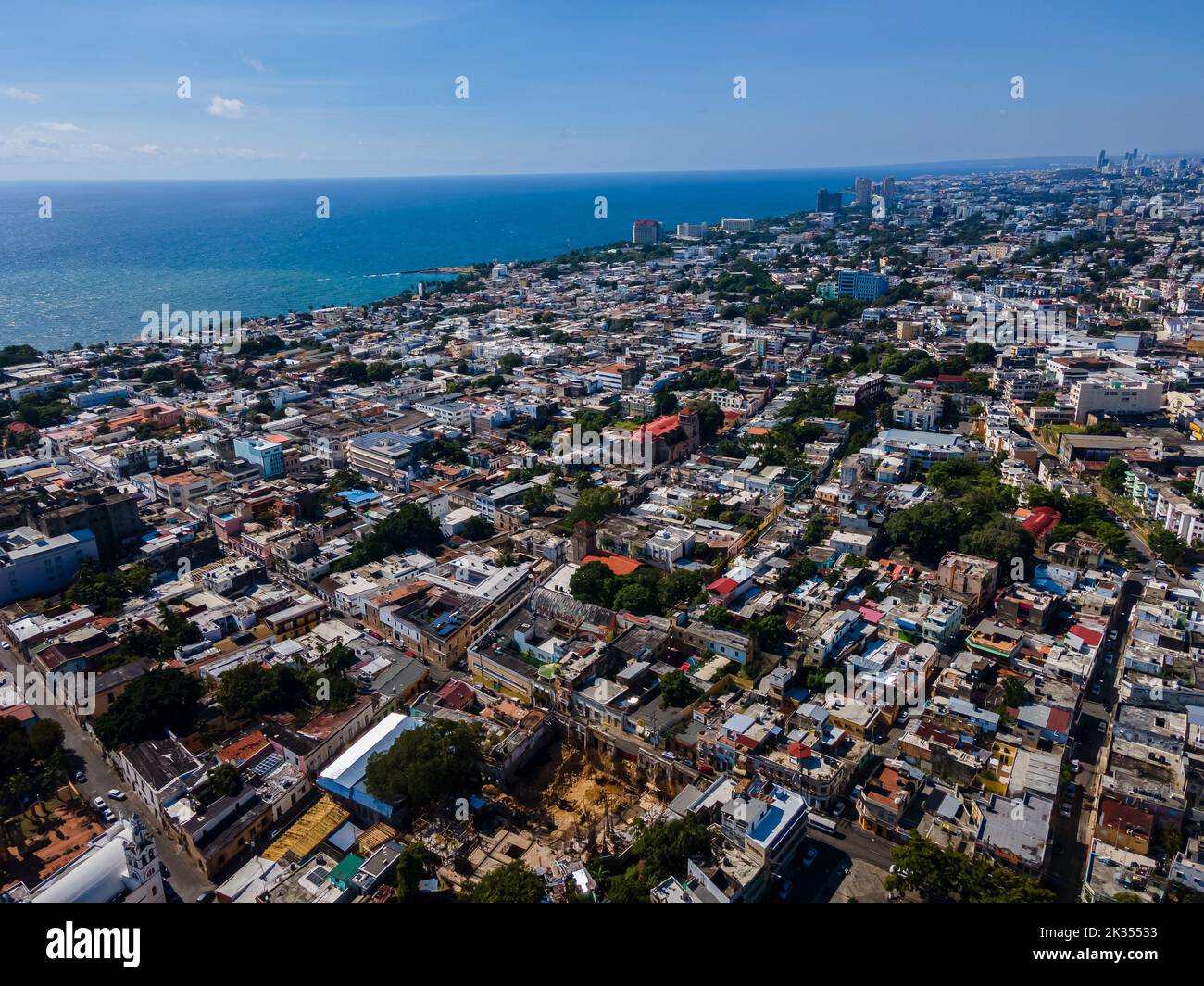 Beautiful aerial view of the City of San Domingo, its buildings and ...