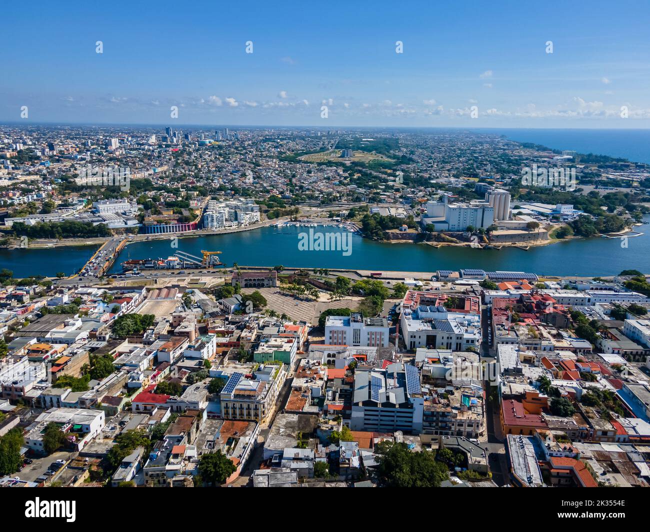 Beautiful aerial view of the City of San Domingo, its buildings and ...
