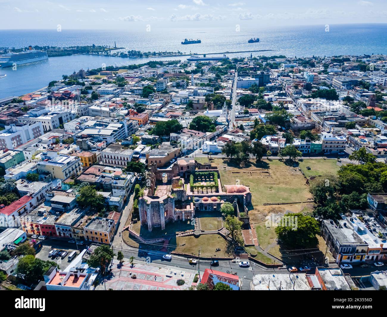 Beautiful aerial view of the City of San Domingo, its buildings and ...