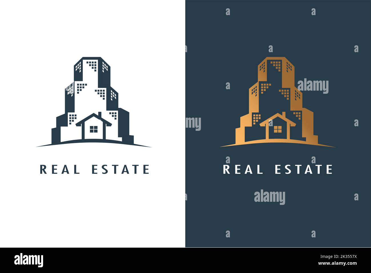 Apartment Building and house Symbol Geometric flat Style isolated on ...