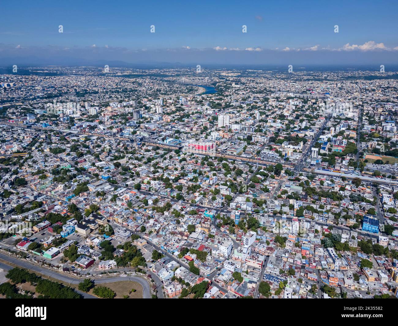 Beautiful aerial view of the City of San Domingo, its buildings and ...