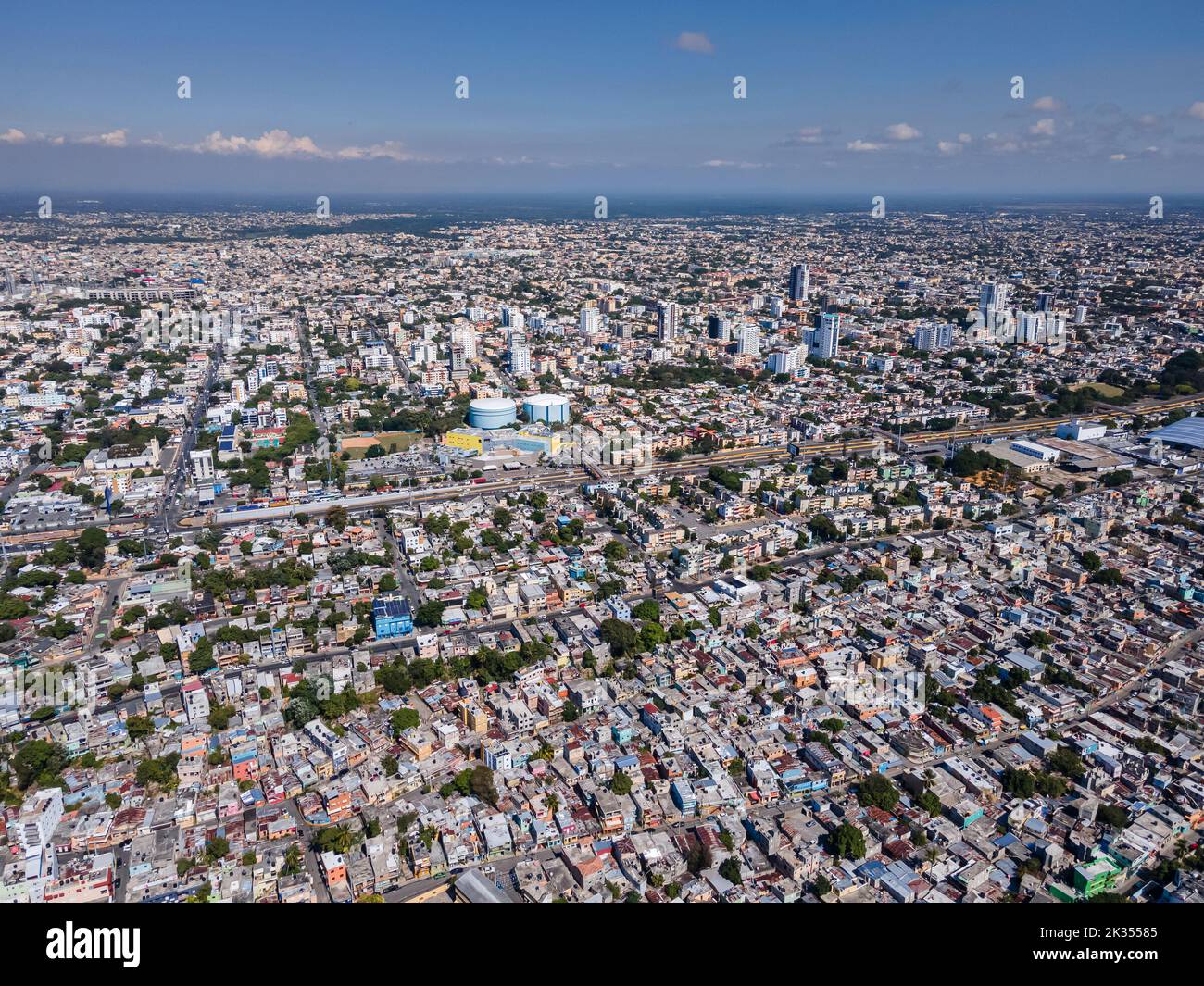 Beautiful aerial view of the City of San Domingo, its buildings and ...