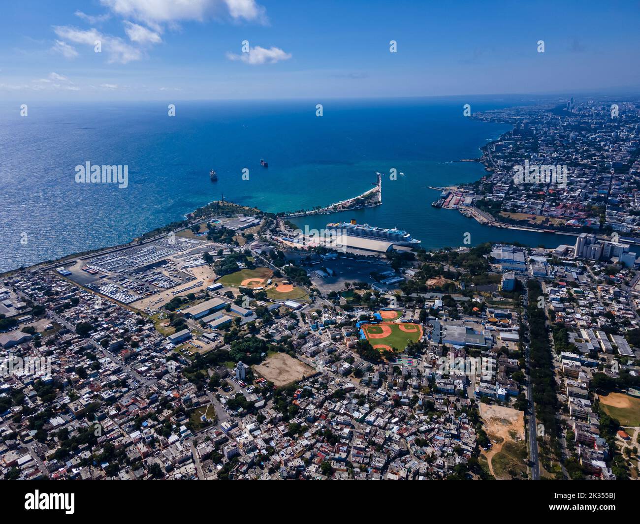 Beautiful aerial view of the City of San Domingo, its buildings and ...