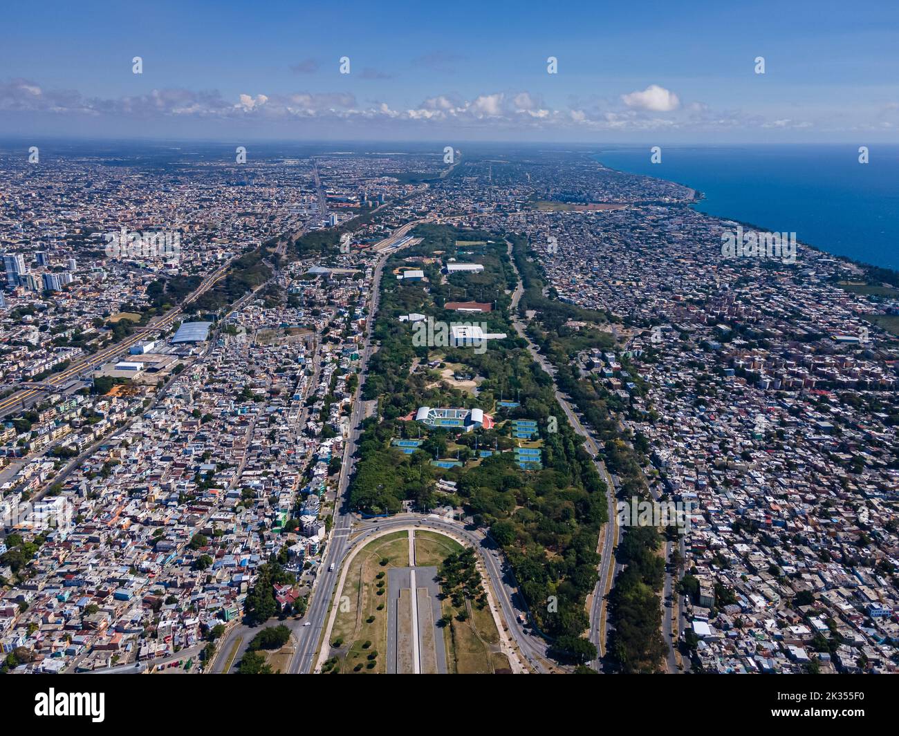 Beautiful aerial view of the City of San Domingo, its buildings and ...