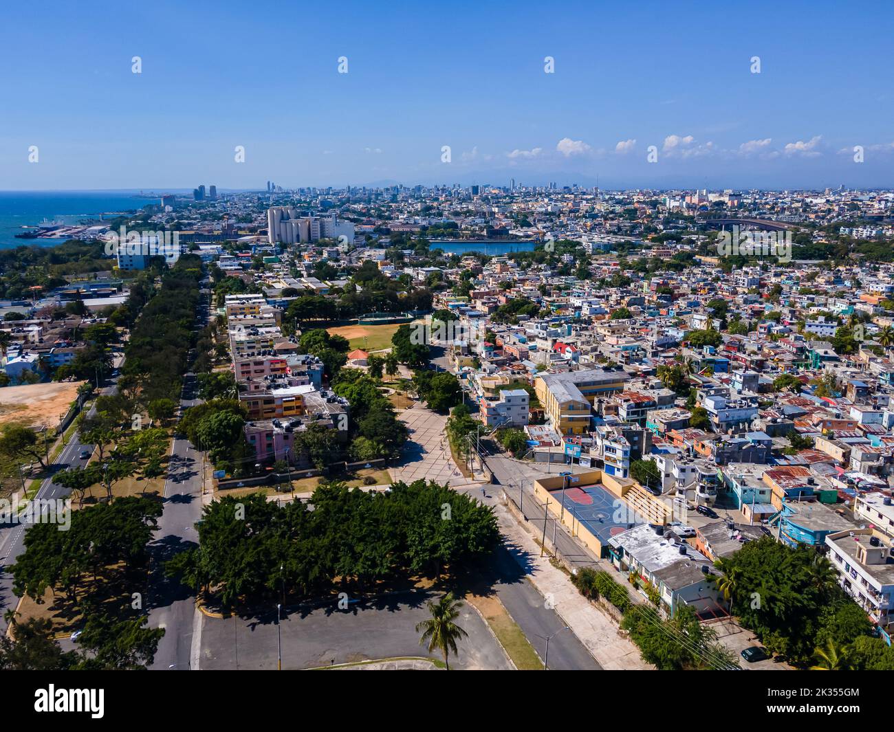 Beautiful aerial view of the City of San Domingo, its buildings and ...