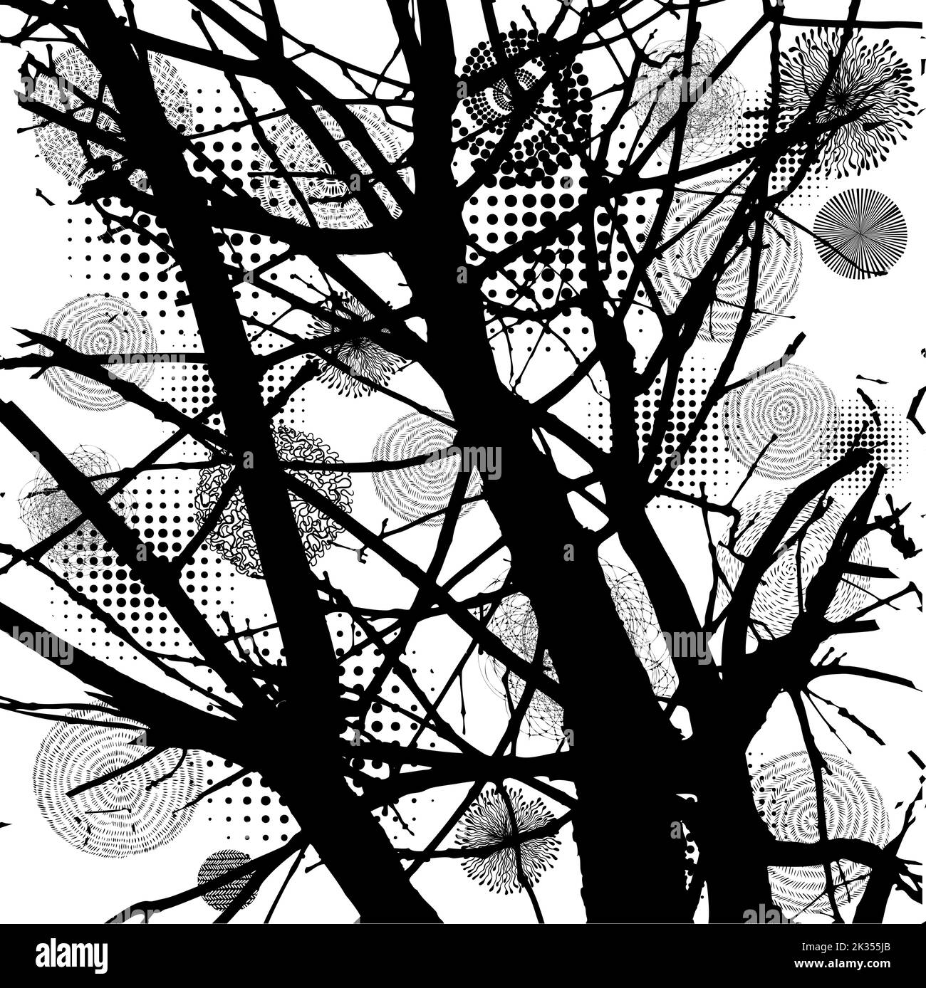 Abstract monochrome tree silhouette. Vector illustration Stock Vector ...