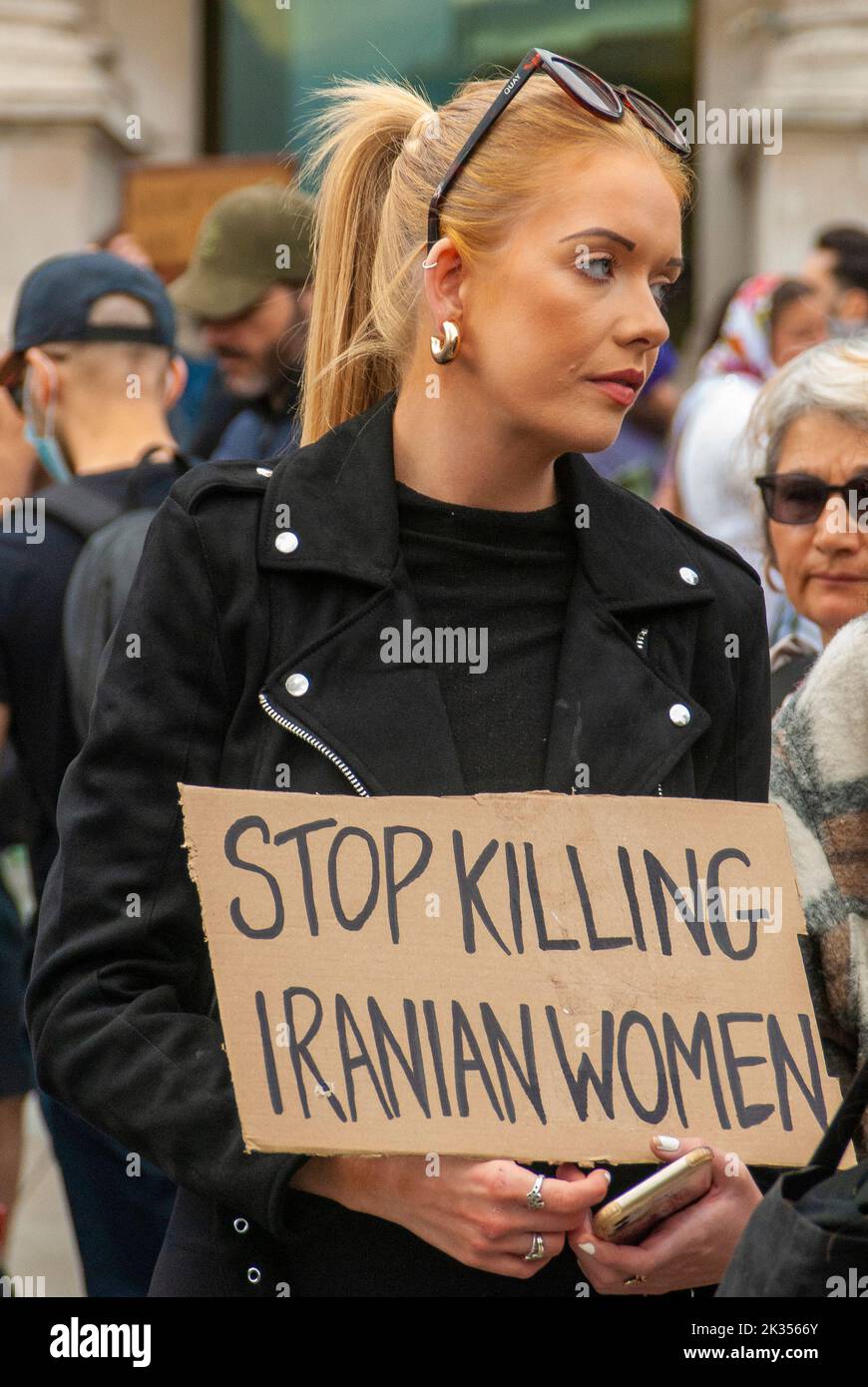 London, UK. 24th Sep, 2022. Protest in London about the death of Mahsa ...
