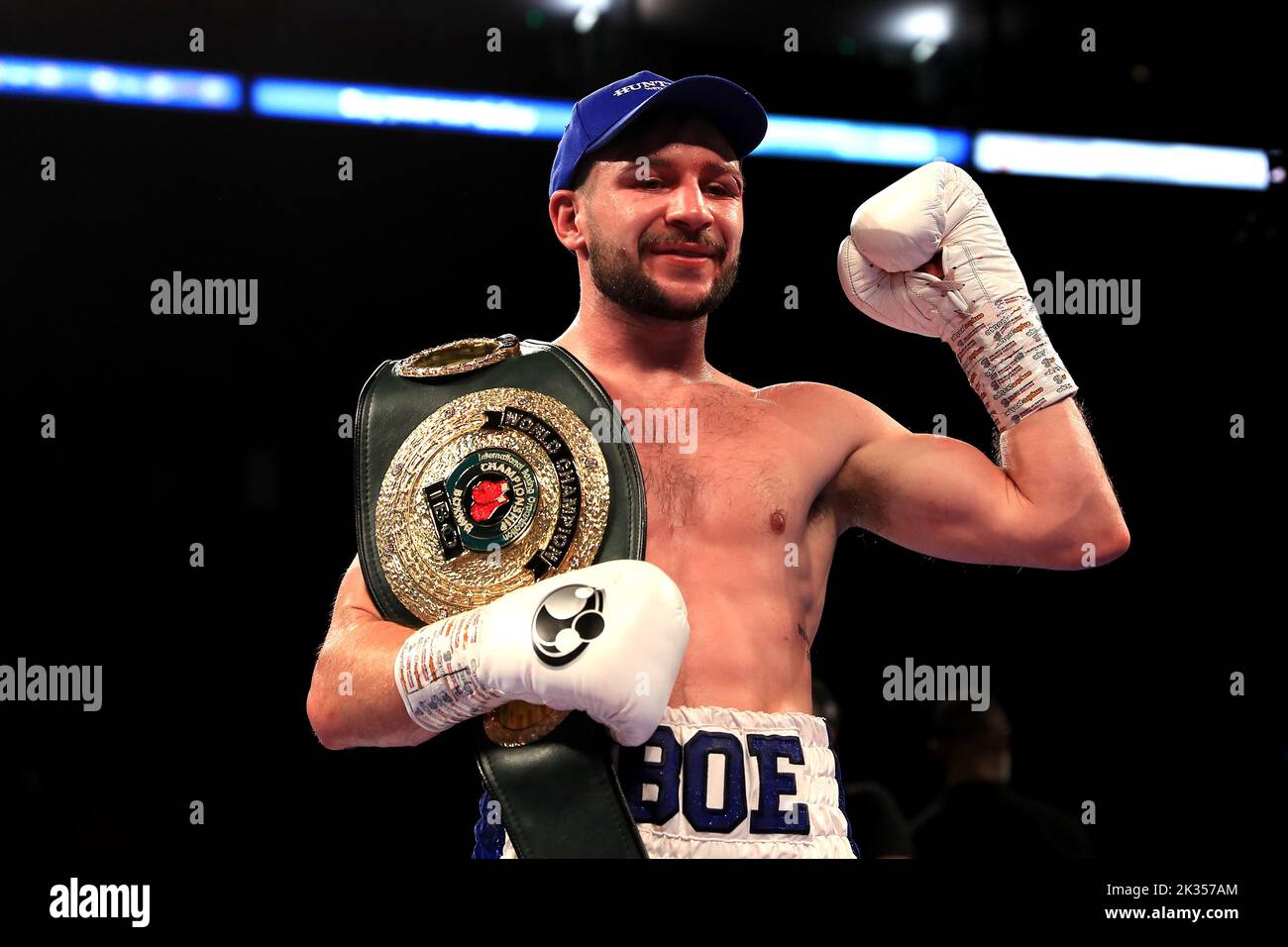 Maxi Hughes celebrates winning the IBO World Lightweight title fight ...