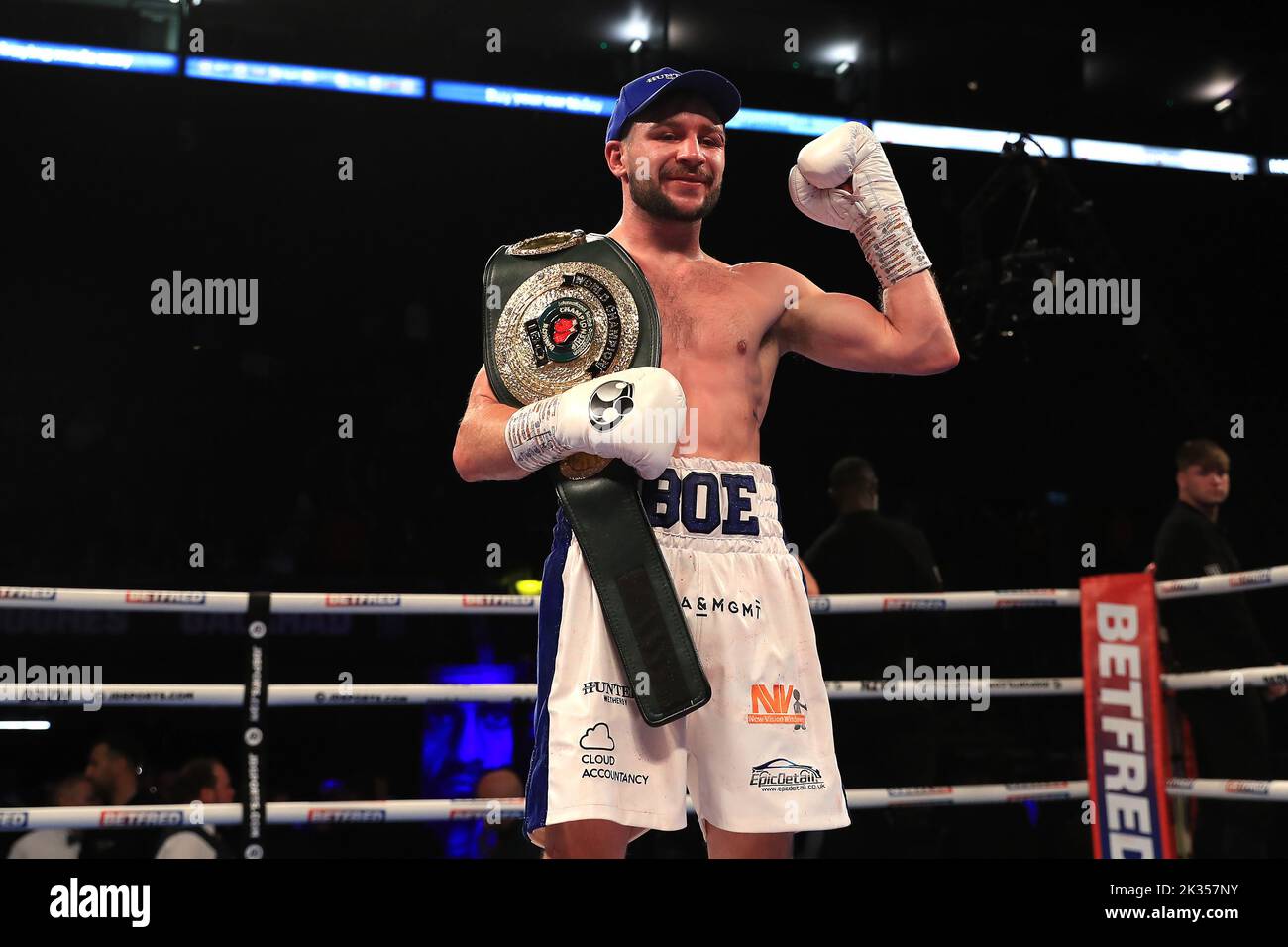 Maxi Hughes celebrates winning the IBO World Lightweight title fight ...