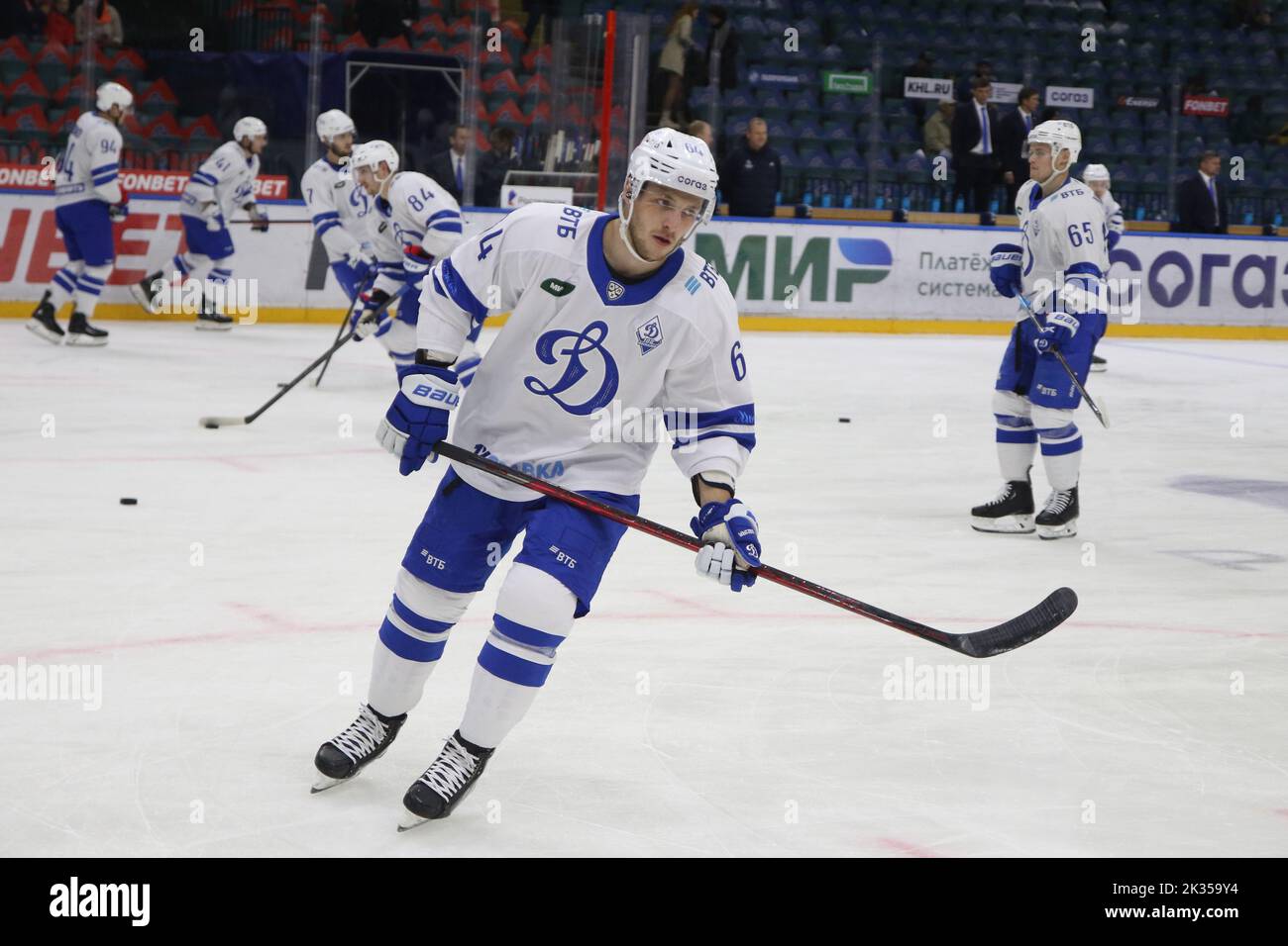 Dynamo Hockey Club player, Maxim Sushko (No.64) seen in action during ...