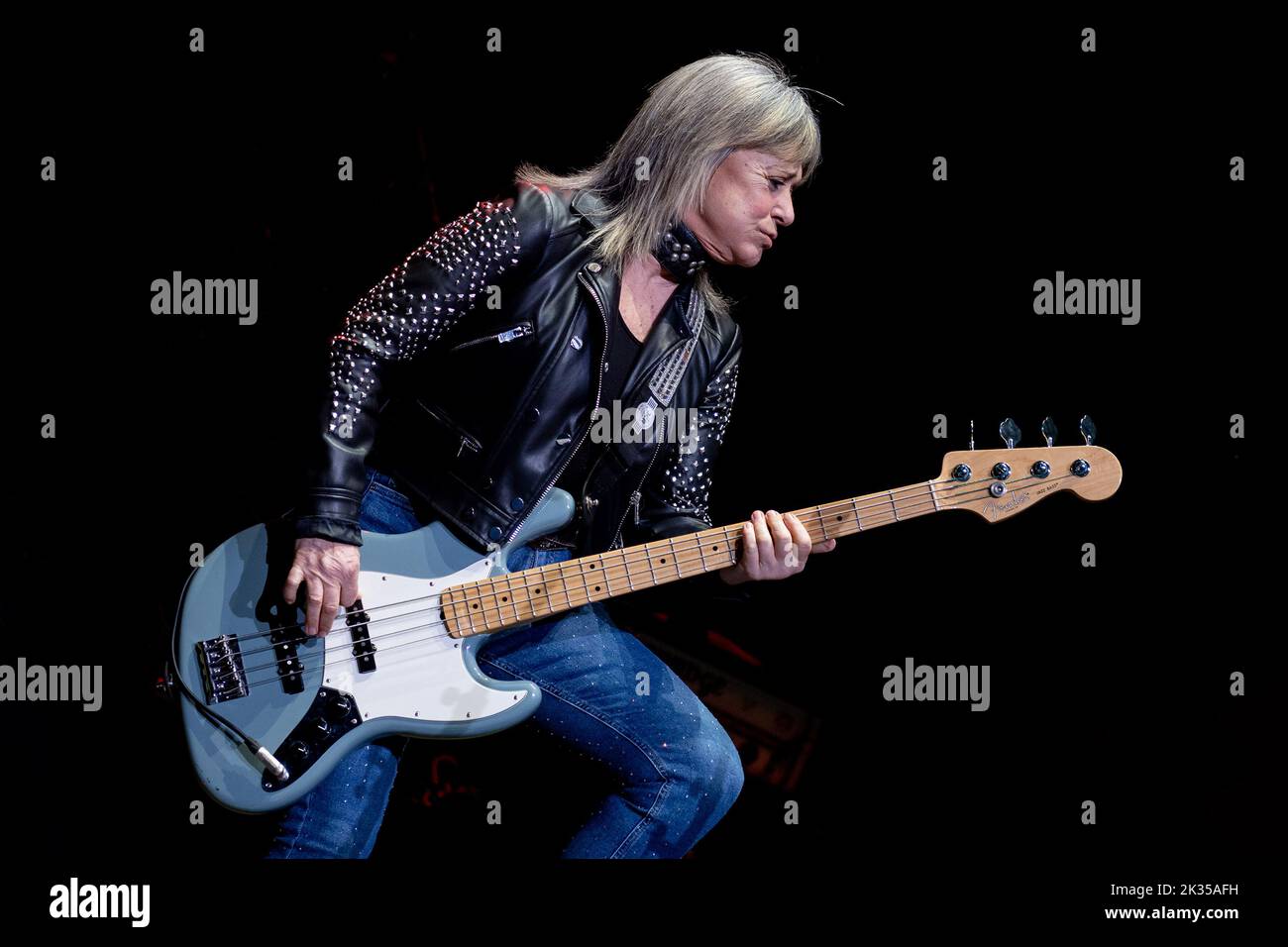 LONDON, ENGLAND: Suzi Quatro performs on stage at the Royal Albert Hall ...
